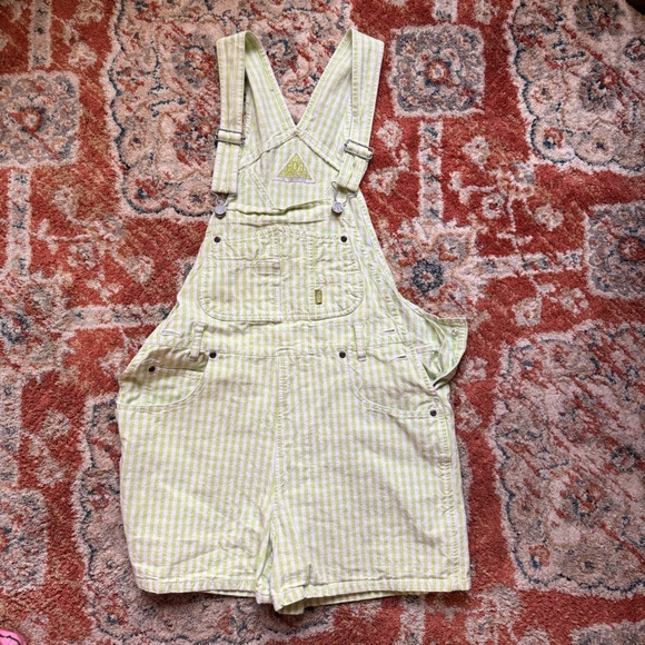 Squeeze | Pants & Jumpsuits | Squeeze Green And White Striped Shortalls ...